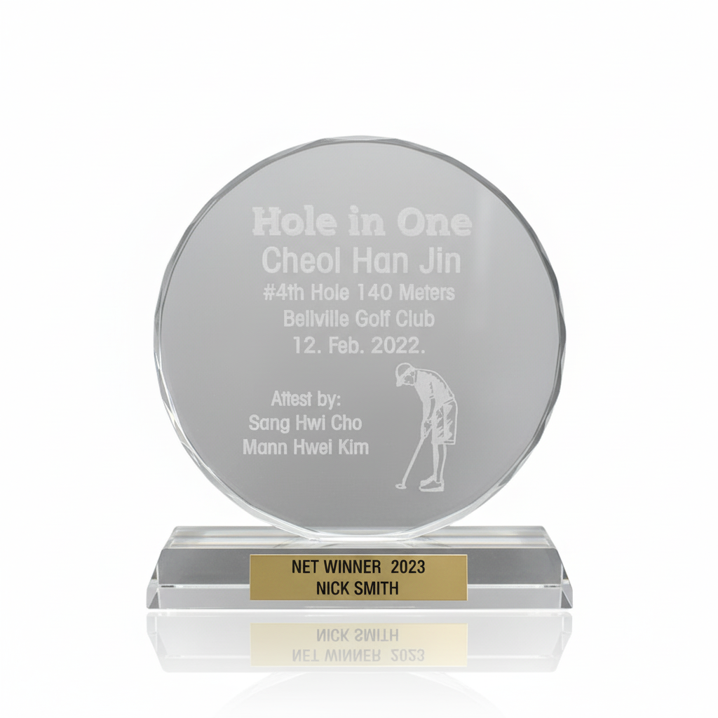 Round Glass Award - Woolf's Trophies And Engravers